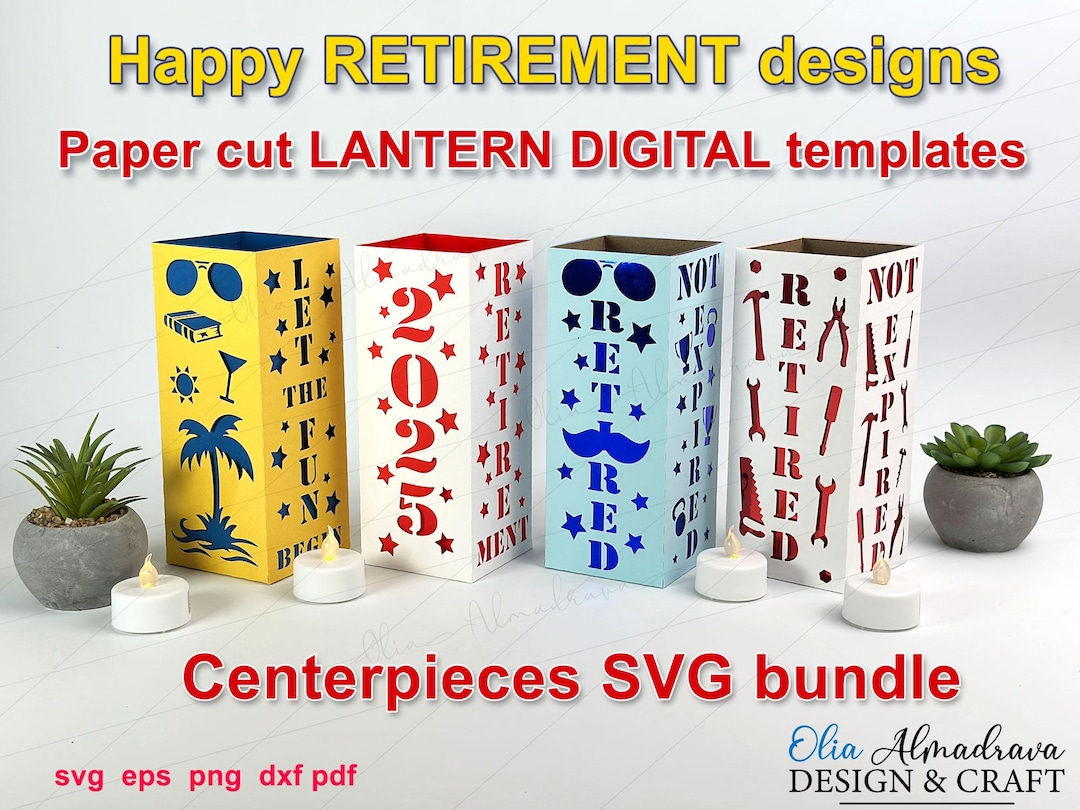 Retirement Lantern Centerpiece Templates: DIY Paper Cut Lightbox ...