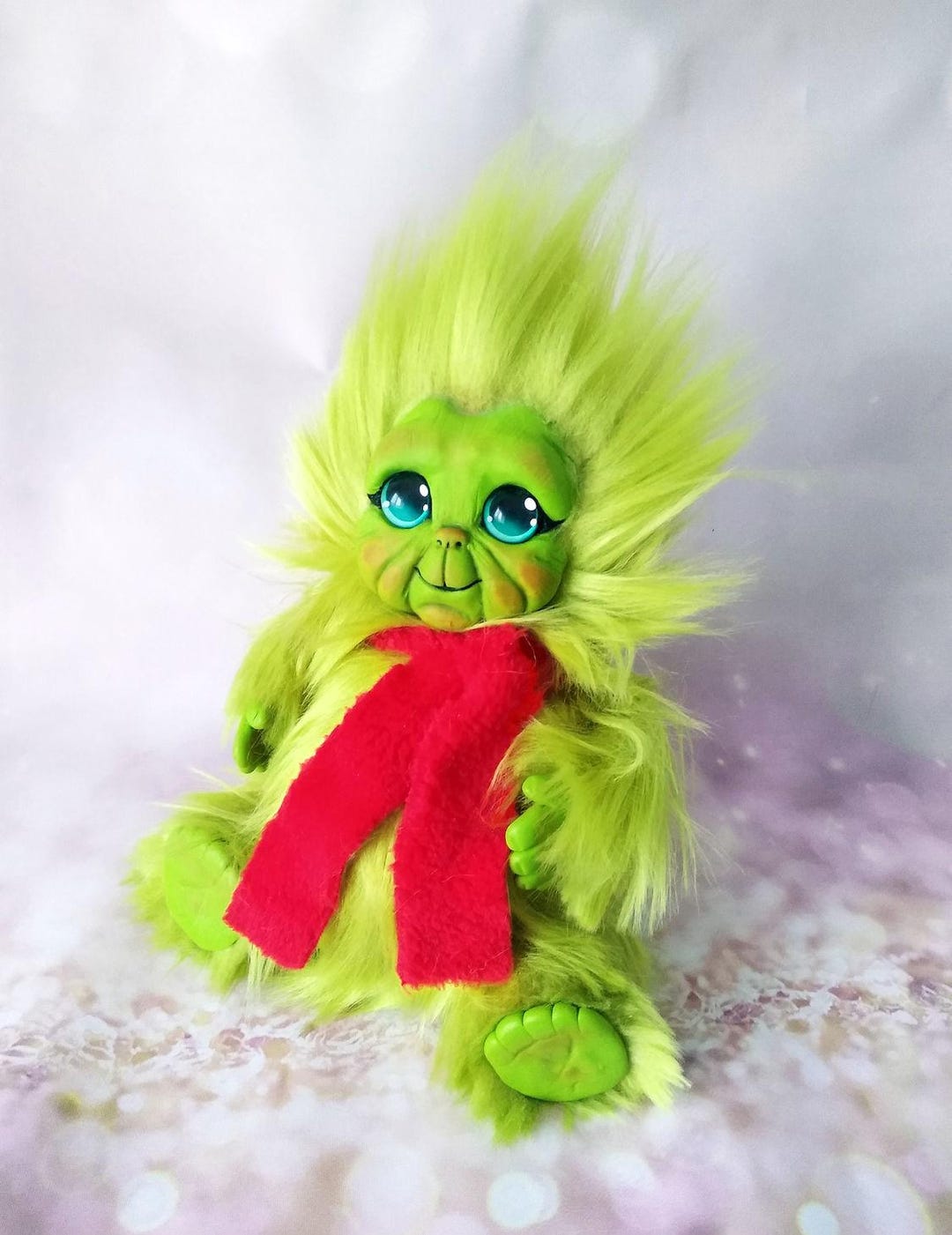 Tall Grinch Plush Toy, Handmade Christmas Gift, Festive Winter ...