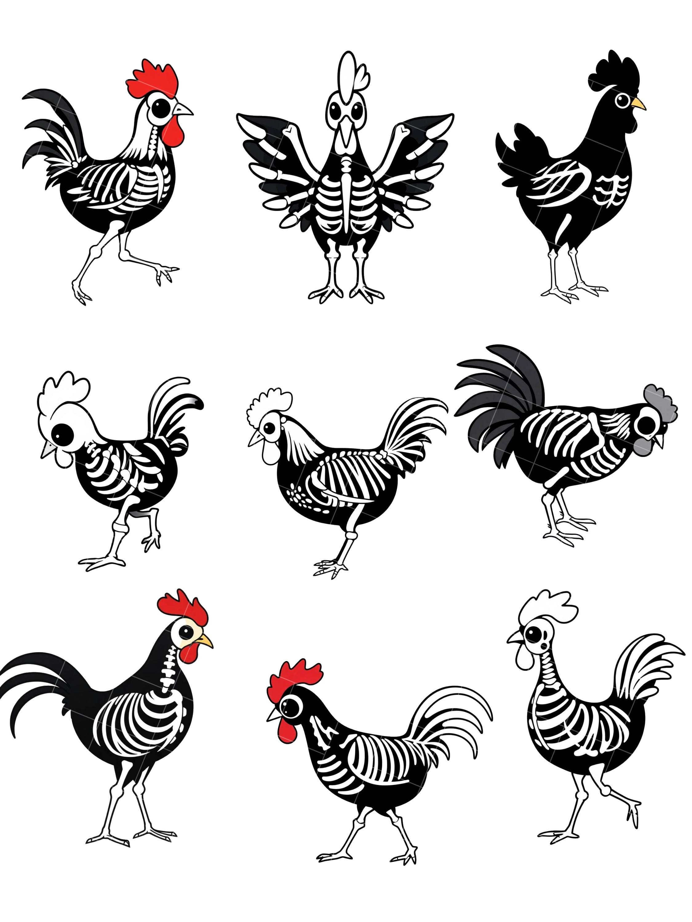 Skeleton Chicken PNG Skeleton Halloween Chicken Cute Spooky Chicken ...