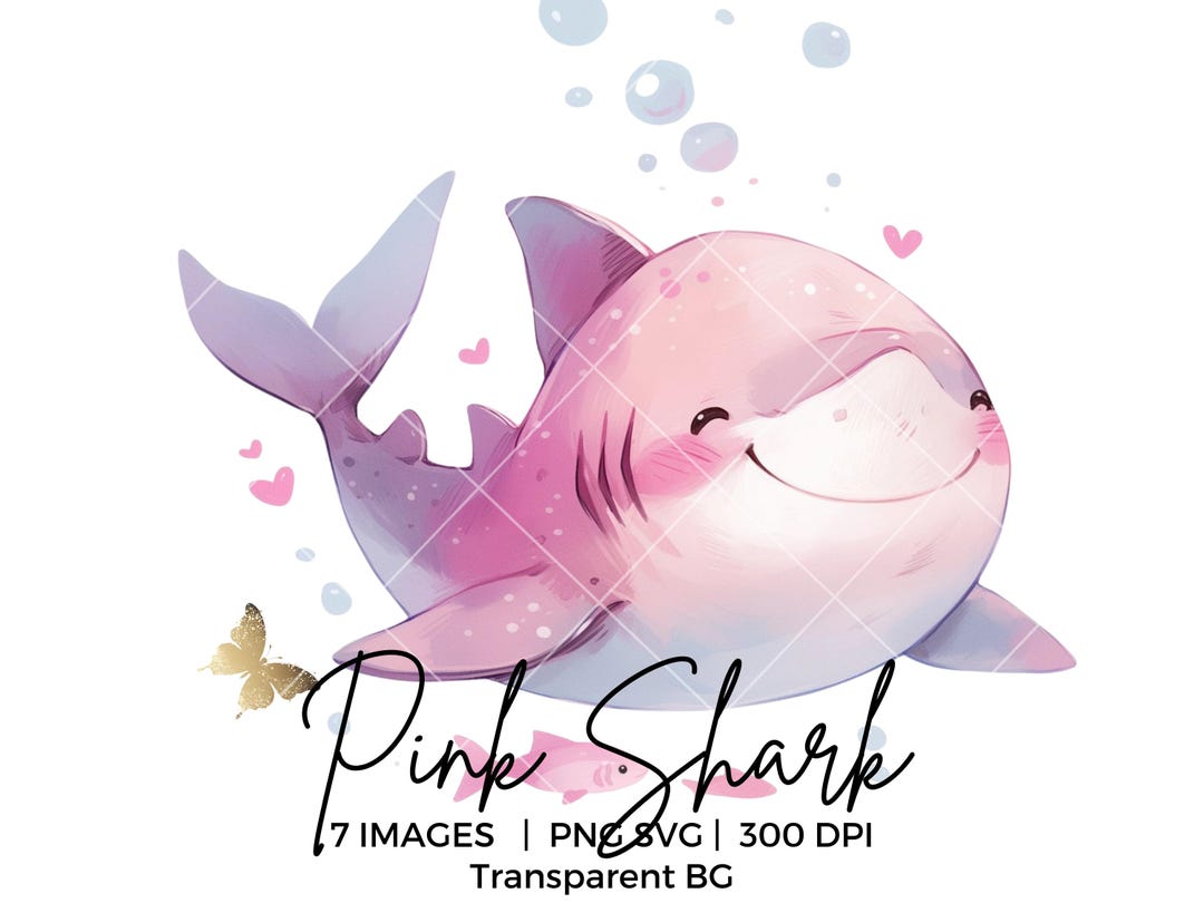 Pink Shark PNG Cute Sea Animals Pink Baby Ocean Creatures Purple Under ...