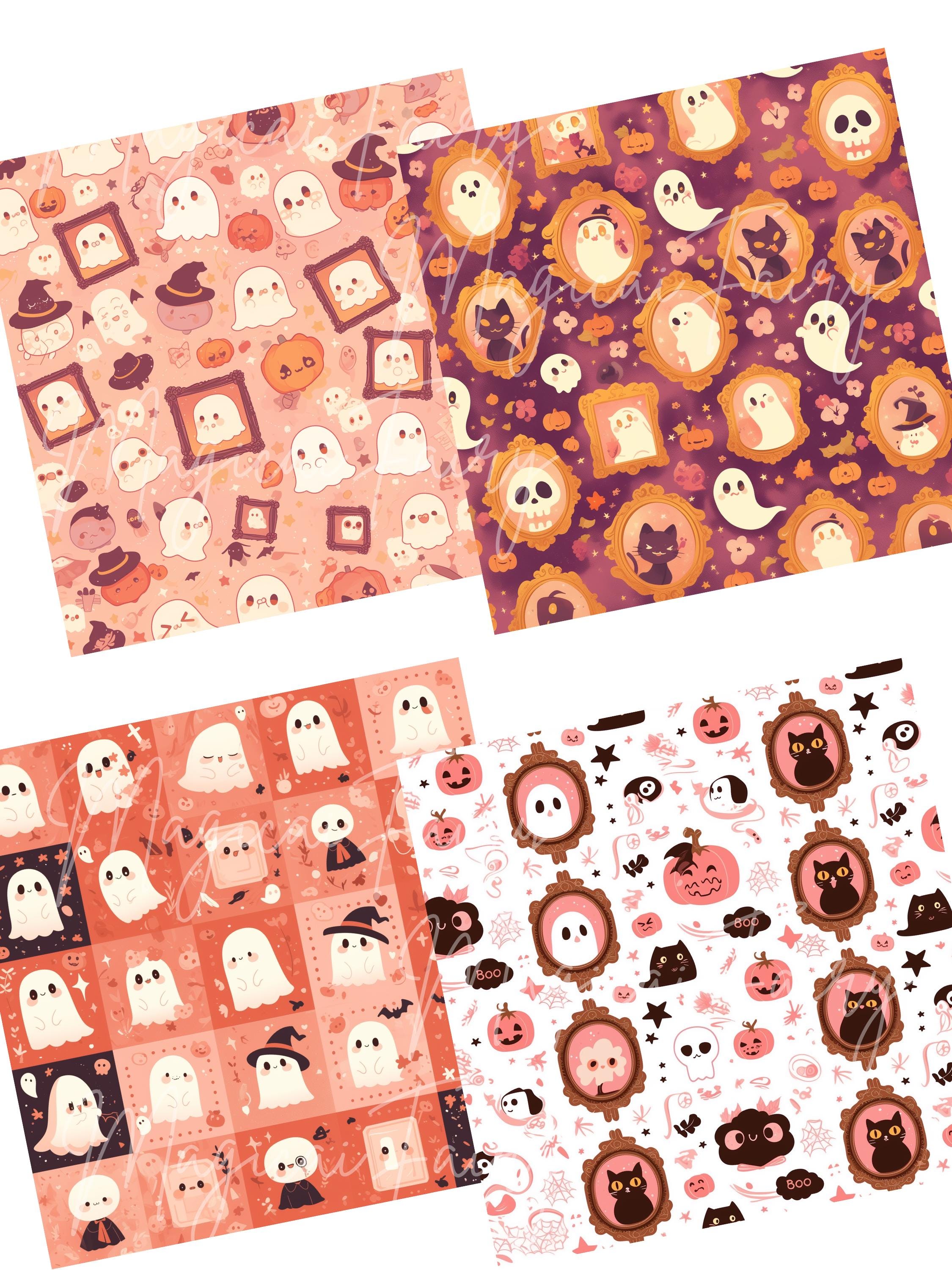 Cute Halloween Frames Pattern Png Spooky Halloween Digital Paper Pink ...