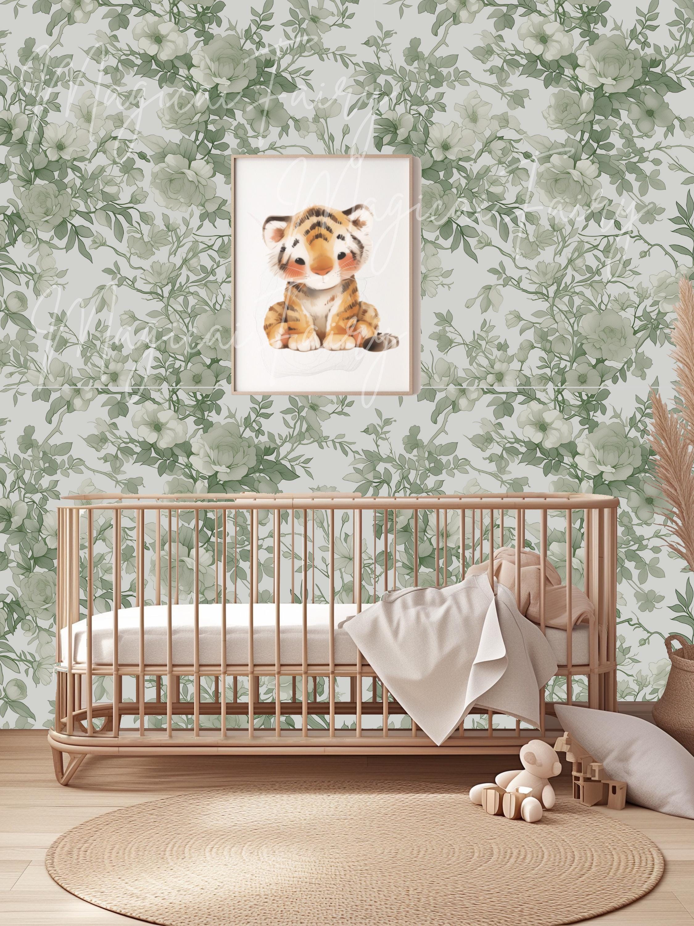 Green Floral Toile Seamless Pattern Bundle PNG Watercolor Sage Green ...