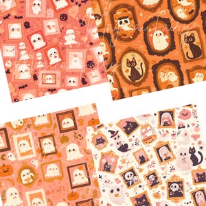 Cute Halloween Frames Pattern Png Spooky Halloween Digital Paper Pink ...