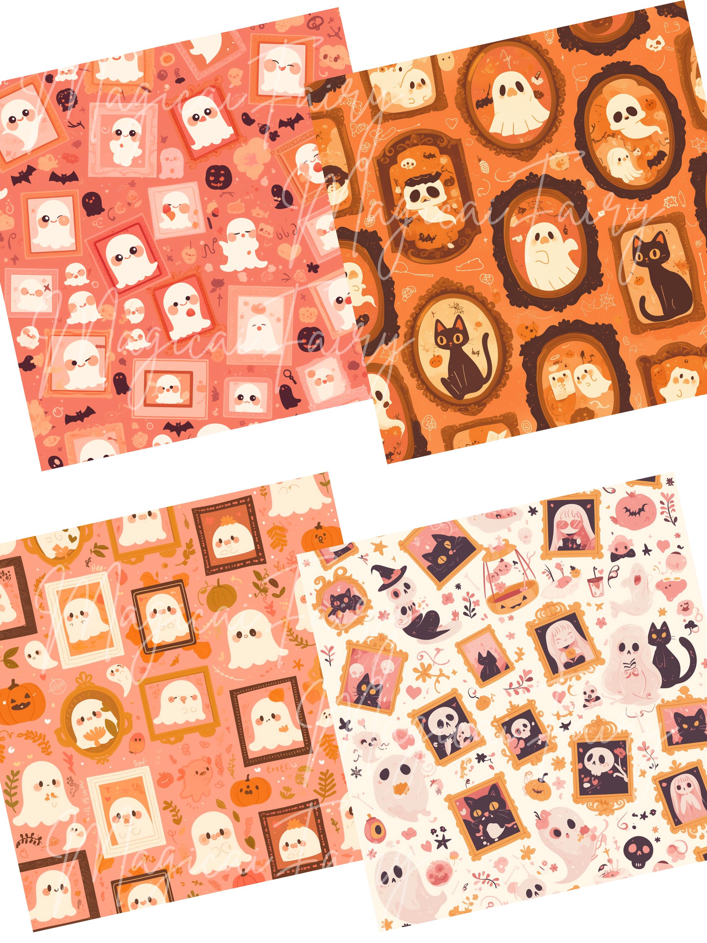 Cute Halloween Frames Pattern Png Spooky Halloween Digital Paper Pink ...