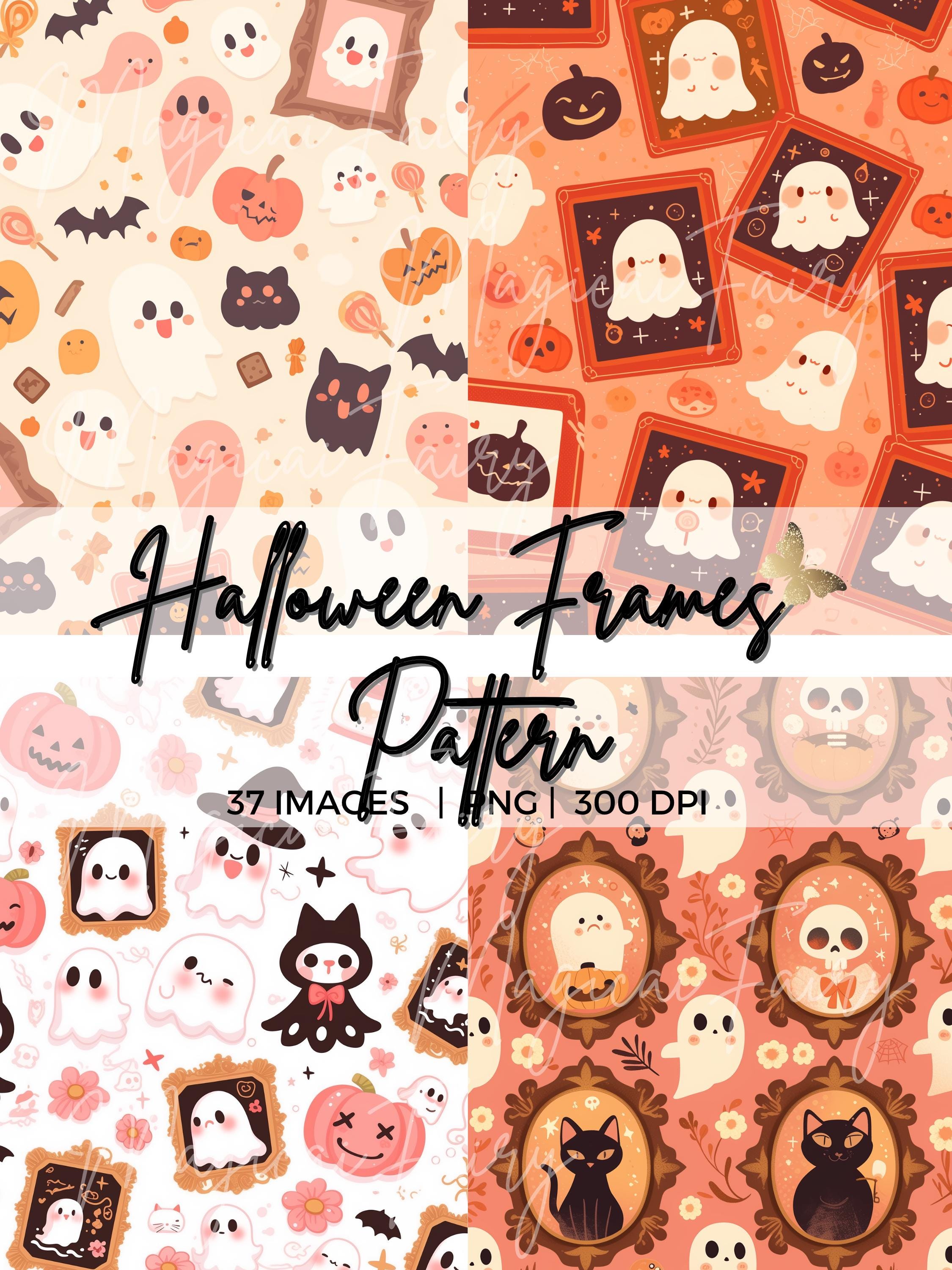 Cute Halloween Frames Pattern Png Spooky Halloween Digital Paper Pink ...