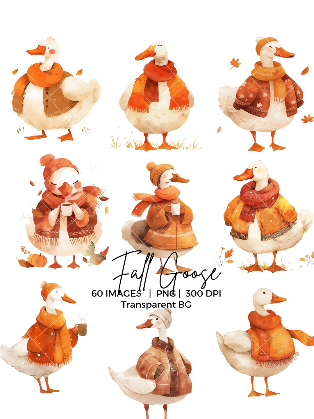Fall Goose PNG Autumn Goose Clipart Cute Cozy Goose Shirts PNG Fall ...