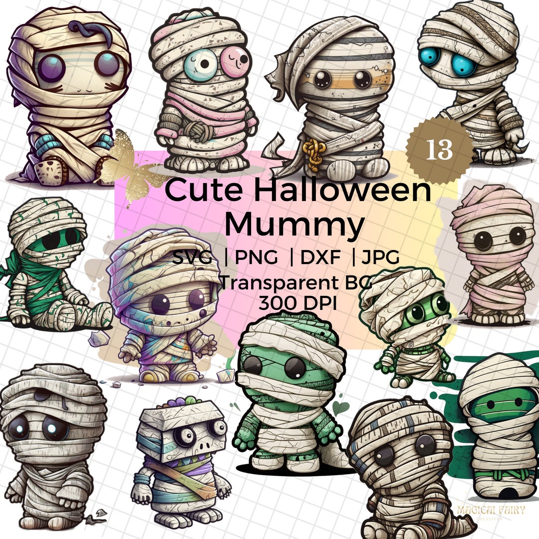 Pastel Halloween Clipart of Mummy SVG PNG Clipart for Shirt Design ...