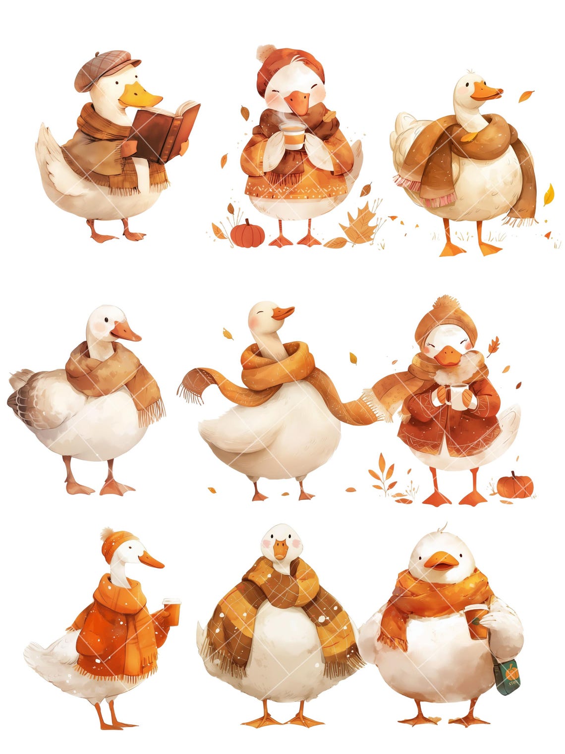 Fall Goose PNG Autumn Goose Clipart Cute Cozy Goose Shirts PNG Fall ...