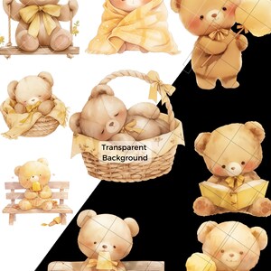 Yellow Teddy Bears Clipart Bundle Watercolor Yellow Bears PNG, Cute ...