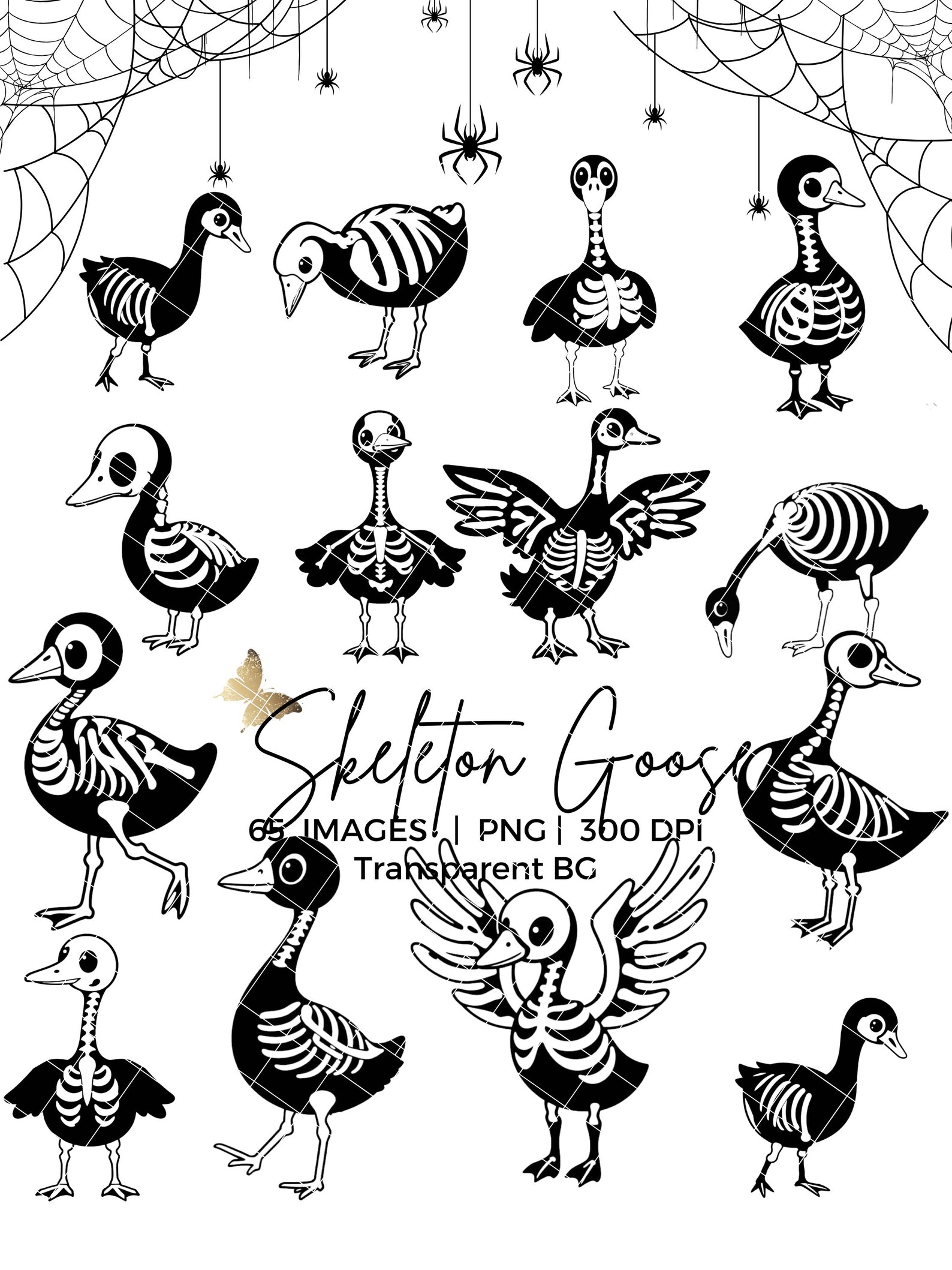 Skeleton Goose PNG Skeleton Halloween Goose Cute Spooky Goose Funny PNG ...
