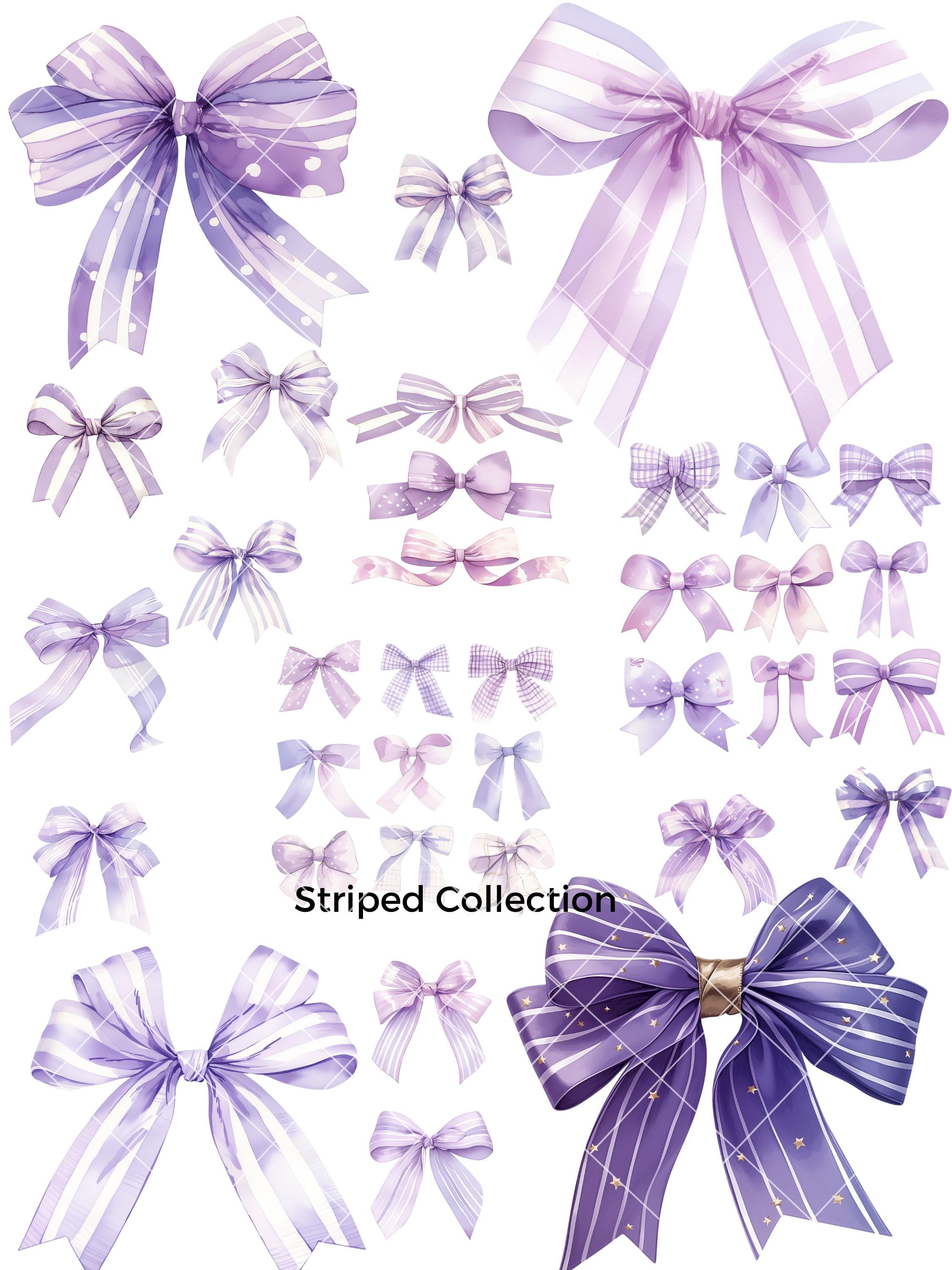 Cute Purple Ribbons PNG Clipart Bundle Watercolor Purple Ribbons Clip ...