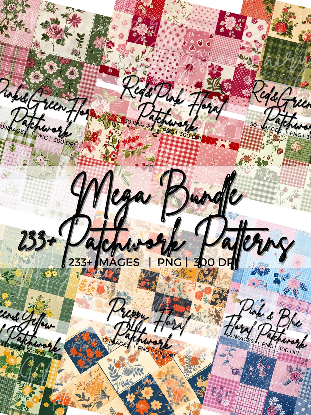 Mega Bundle of Floral Patchwork Seamless Patterns, Floral Grand ...