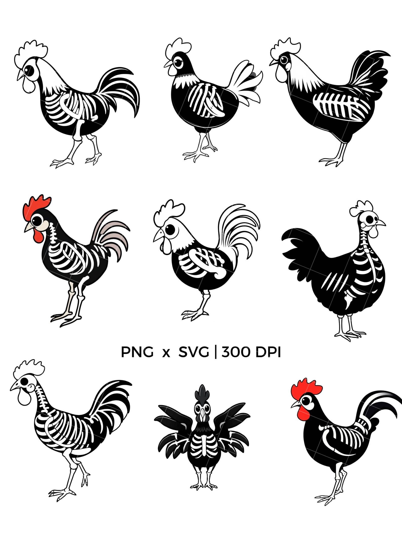 Skeleton Chicken PNG Skeleton Halloween Chicken Cute Spooky Chicken ...