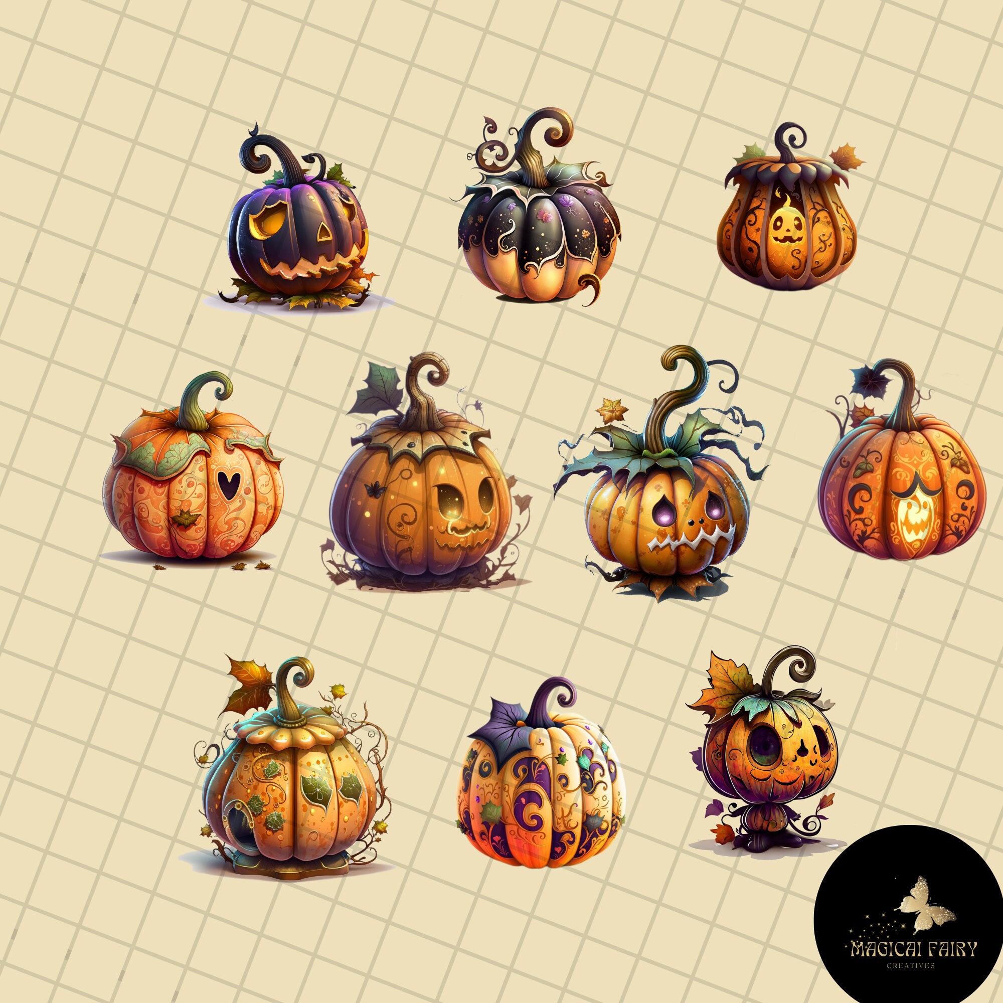 Halloween Clipart Bundle, Jack O Lantern SVG, Pumpkin PNG, Halloween ...