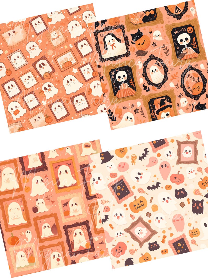 Cute Halloween Frames Pattern Png Spooky Halloween Digital Paper Pink ...