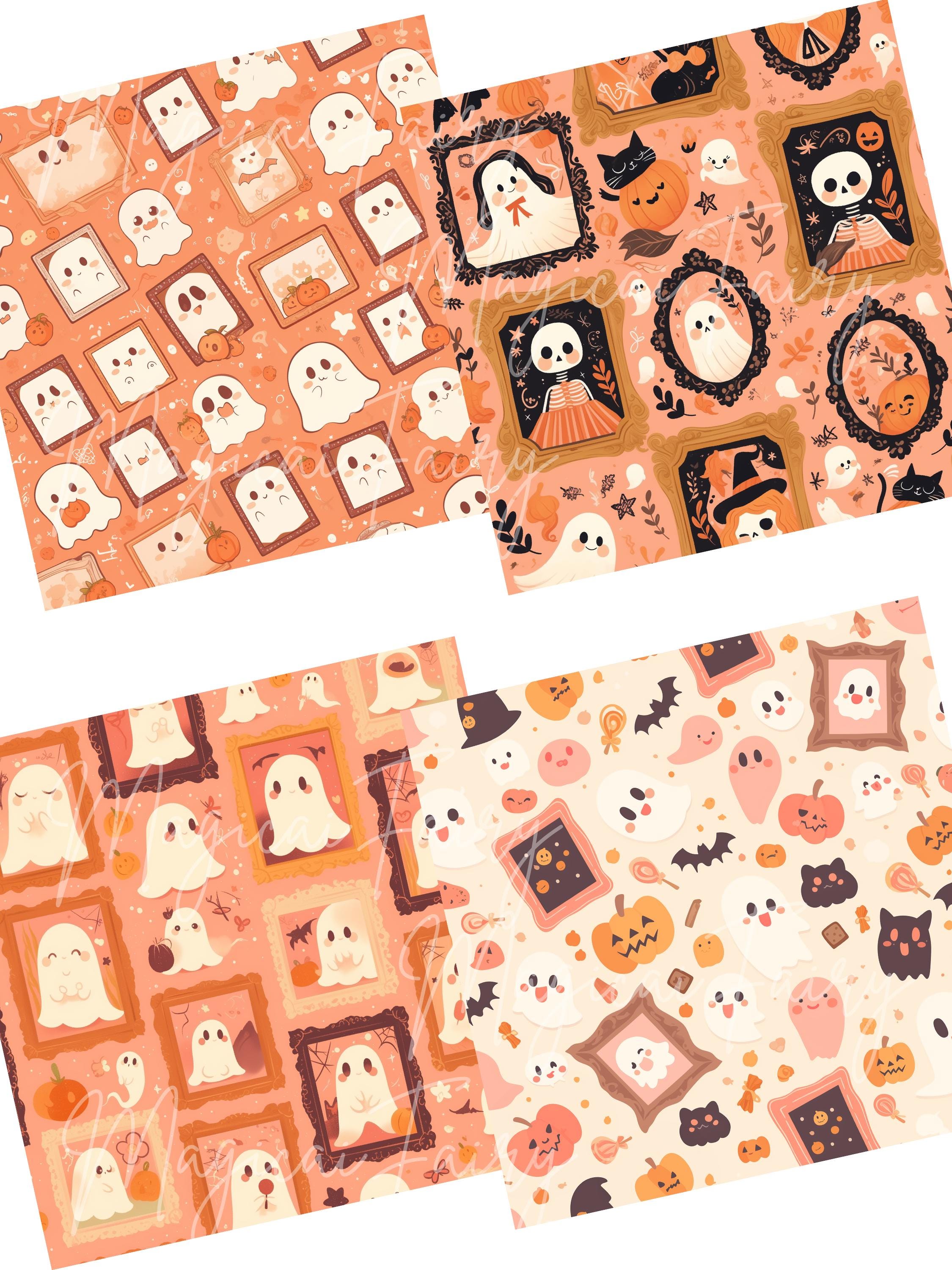 Cute Halloween Frames Pattern Png Spooky Halloween Digital Paper Pink ...