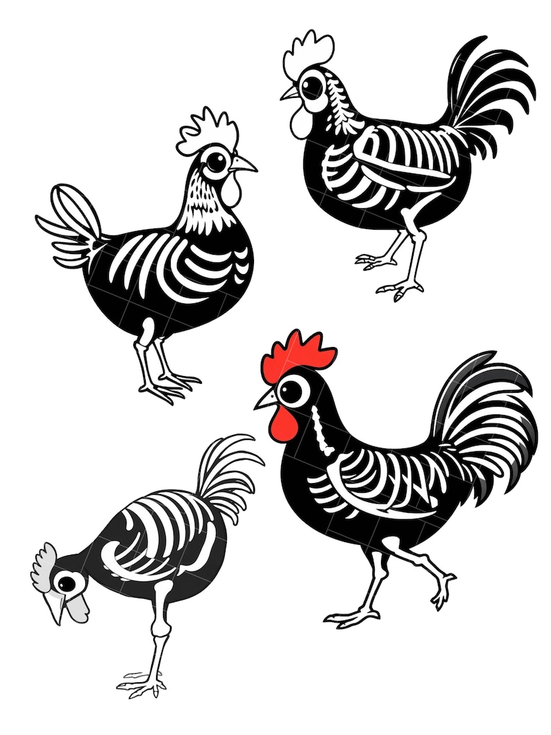 Skeleton Chicken PNG Skeleton Halloween Chicken Cute Spooky Chicken ...