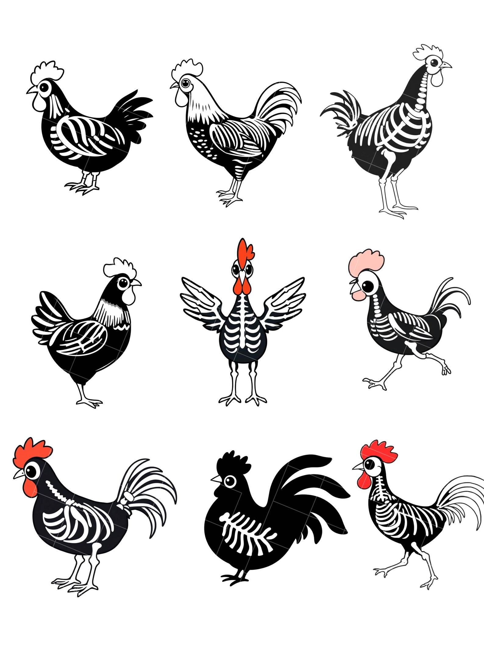 Skeleton Chicken PNG Skeleton Halloween Chicken Cute Spooky Chicken ...