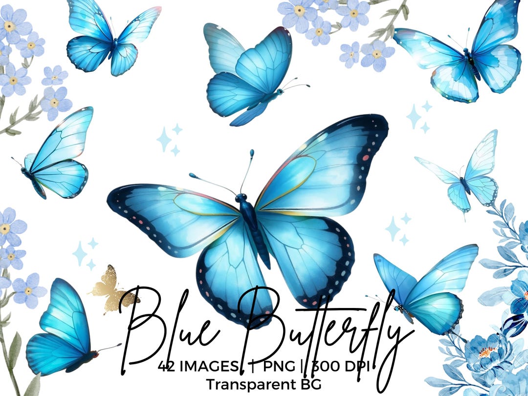 Butterfly PNG Blue Butterflies Clipart Watercolor Spring Butterfly Clip ...
