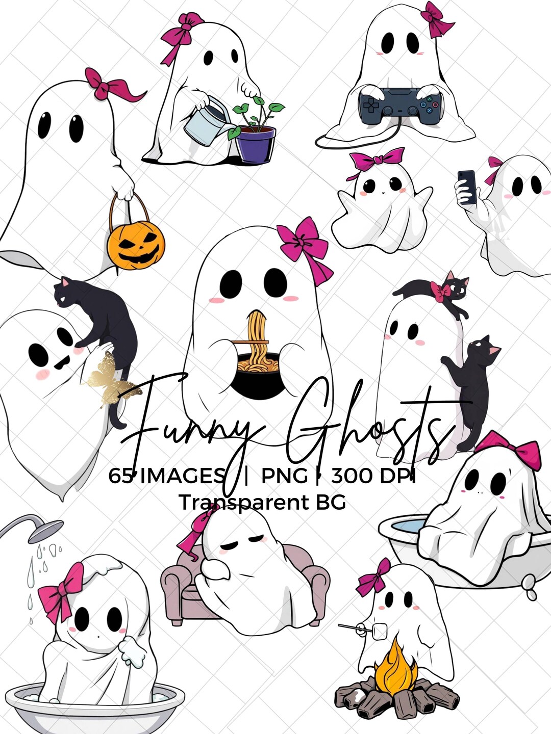 Ghosts PNG Halloween Ghosts Sublimation PNG Cute Ghosts Clipart Funny ...