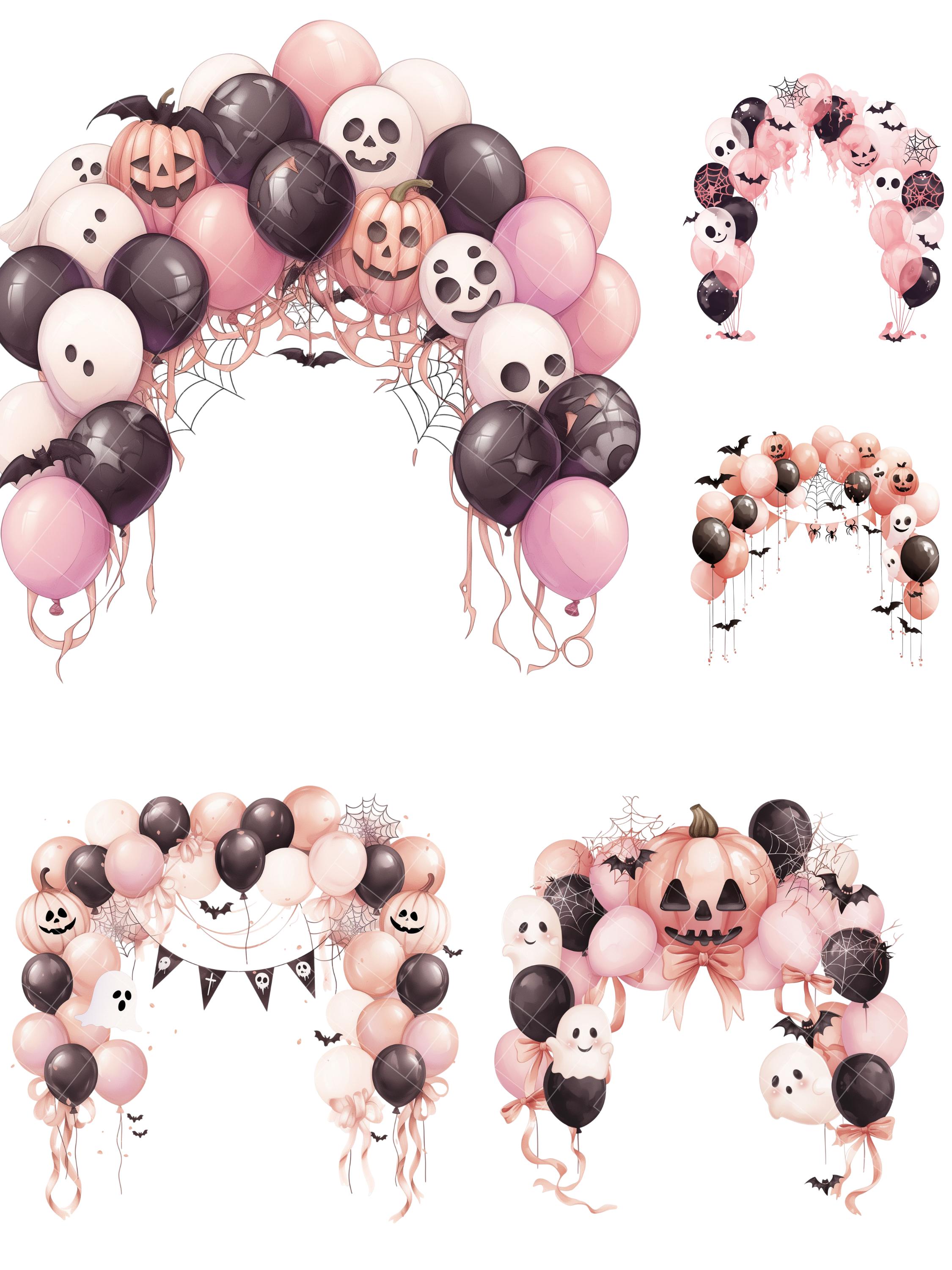 Halloween Balloons PNG Clipart Bundle Cute Halloween PNG, Black and ...