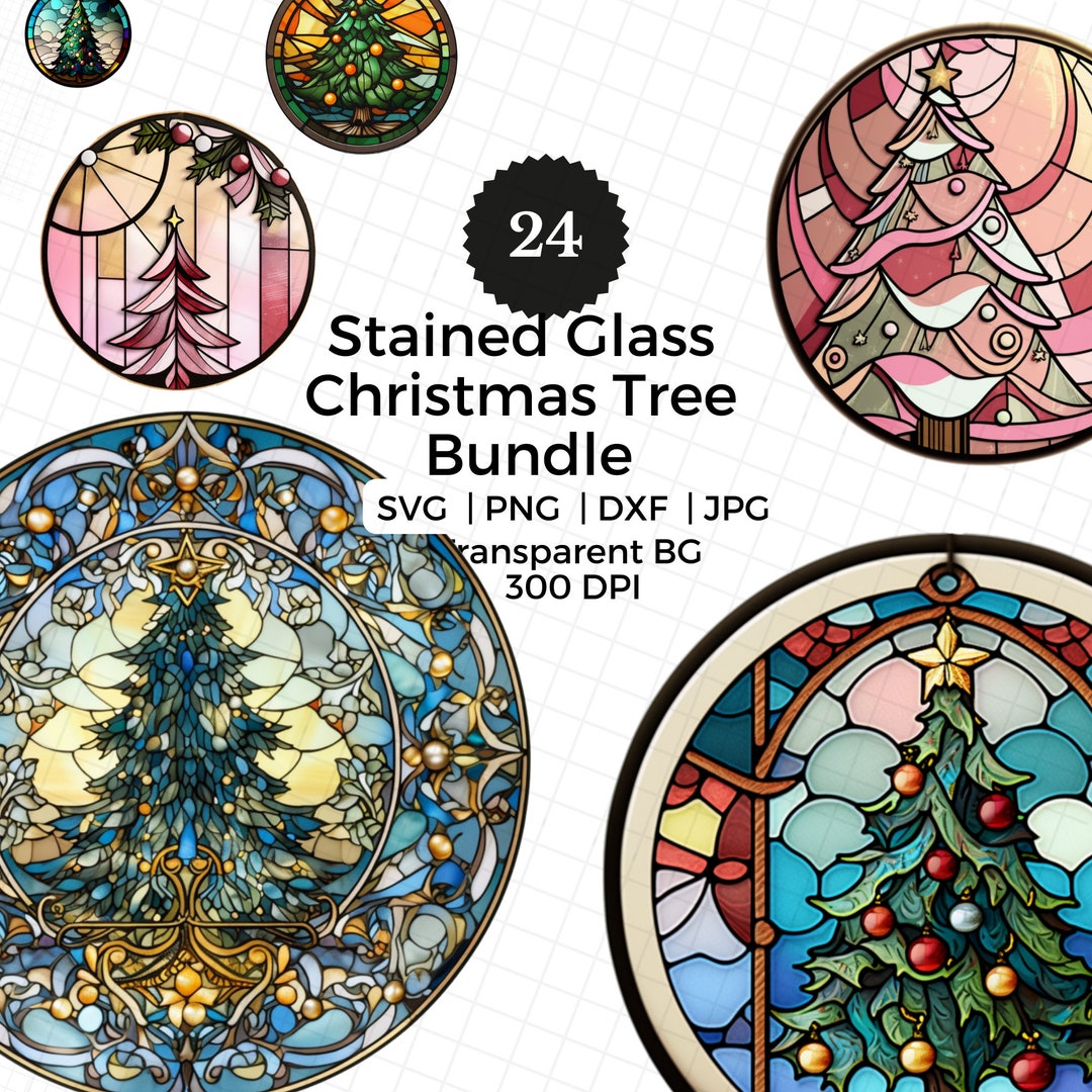 Stained Glass Christmas Tree Svg Png Clipart Bundle Christmas Tree ...