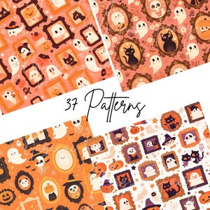 Cute Halloween Frames Pattern Png Spooky Halloween Digital Paper Pink ...