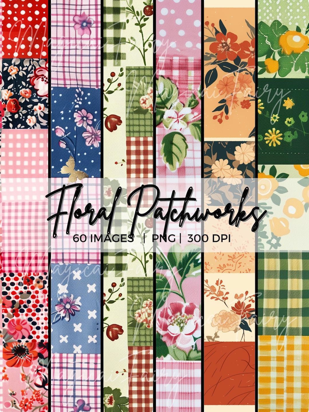 Floral Patchwork Seamless Patterns, Floral Grand Millenial Patterns ...