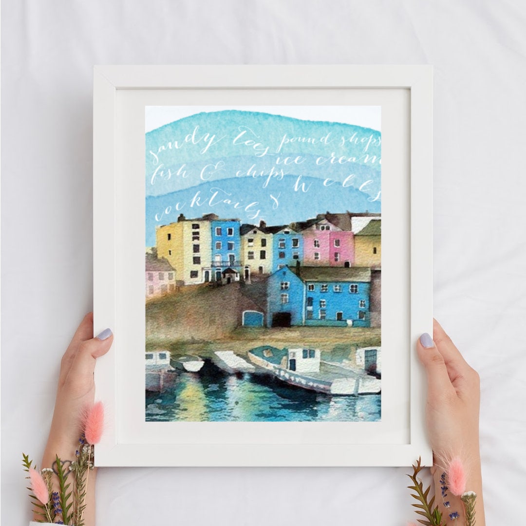 Tenby Harbour Watercolour Print A4, A3 Sizes Available, Tenby ...