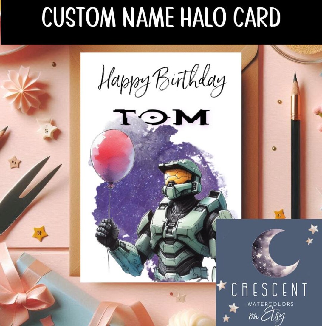 Master Chief Birthday Card, Cute Chief Birthday Card, Gamer Birthday ...