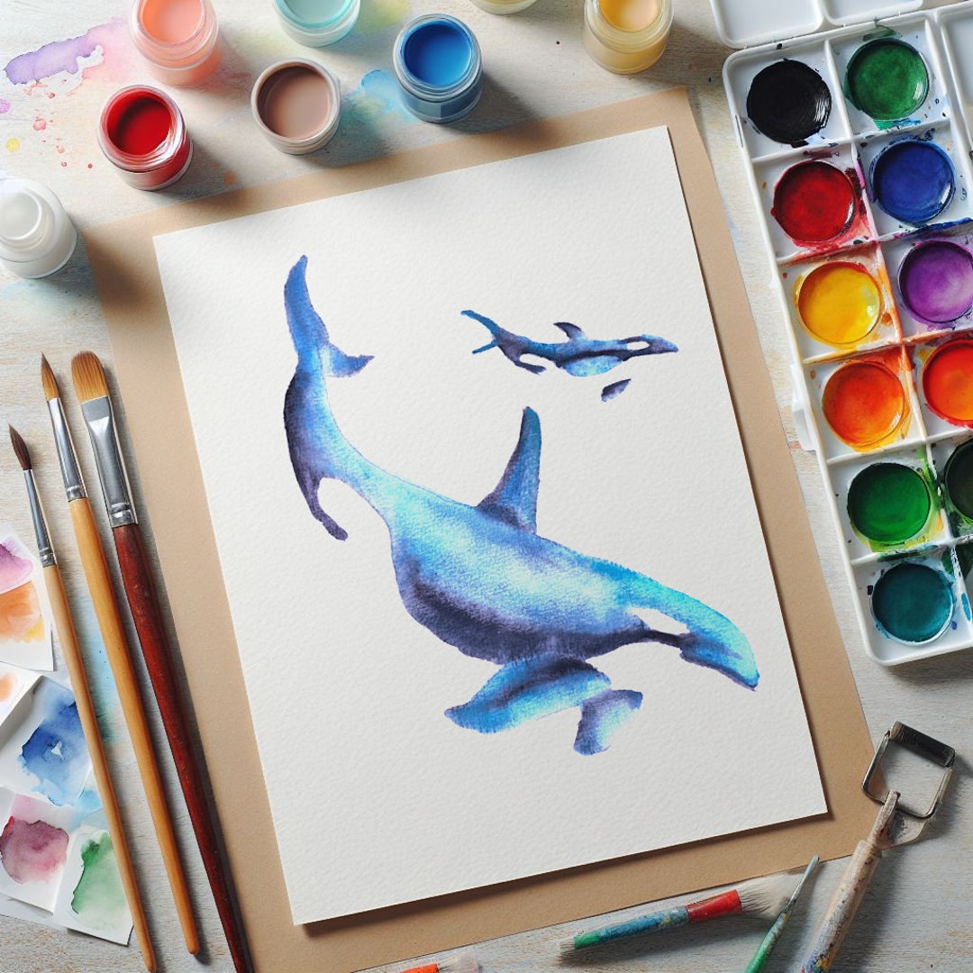 Killer Whale Art Print Watercolour, Orca Watercolour Print Painting ...