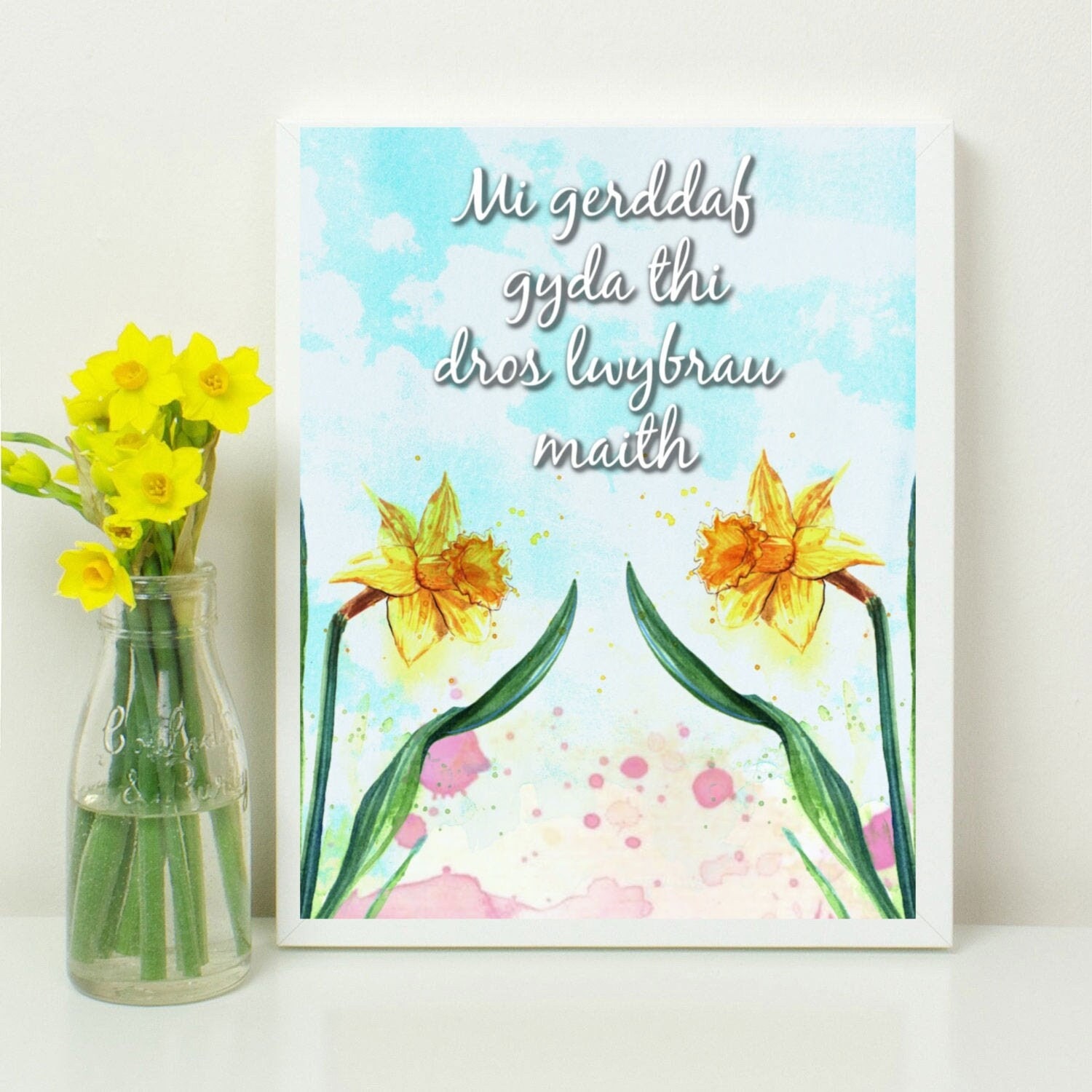 Welsh Poem Print, Print Cymraeg 'mi Gerddaf Gyda Thi', Welsh Print ...