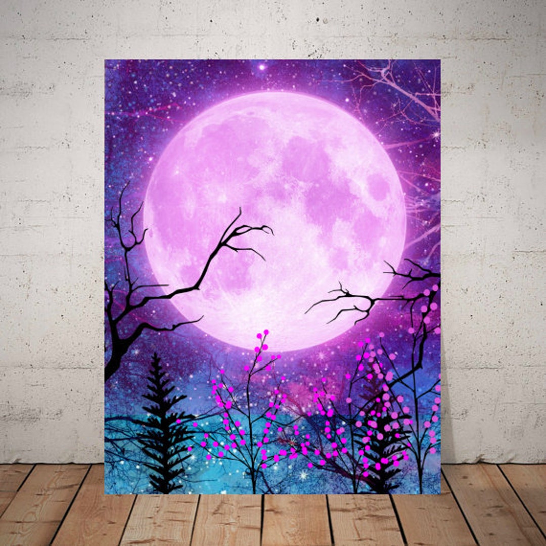 Moon Painting, Moon Art Print, Full Moon, Moon Phases Art Print A4, A3 ...