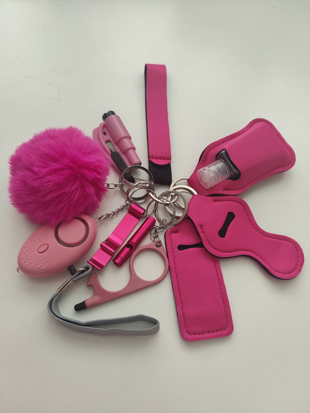 Pinky Perfect Hot Pink Safety Key Chain Set - Etsy UK