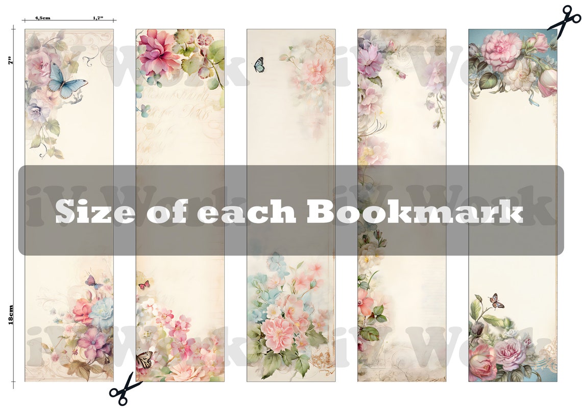 Bookmark Printable Vintage Flower Bookmark for Book Lover Printable ...