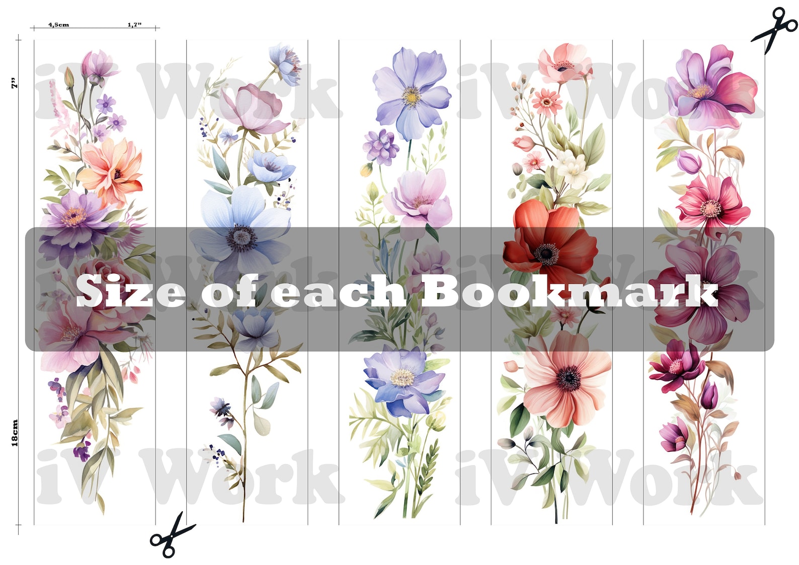 10 X Bookmarks Flower Minimalist Bookmark for Booklovers Printable ...