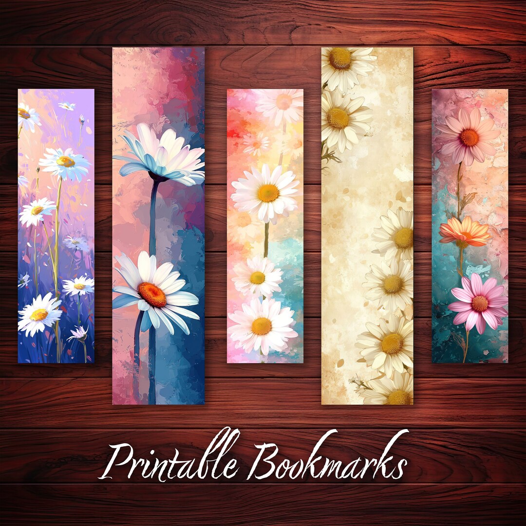 Shabby Chic Daisy Bookmarks Set Printable Flower Set of 10 Book Lover ...