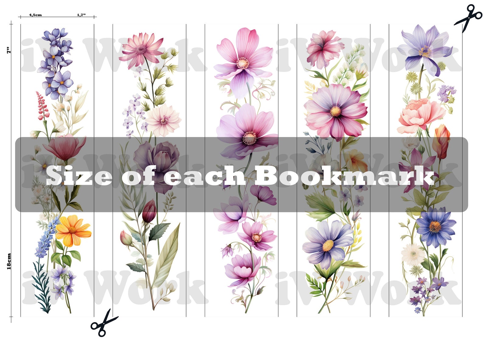 10 X Bookmarks Flower Minimalist Bookmark for Booklovers Printable ...