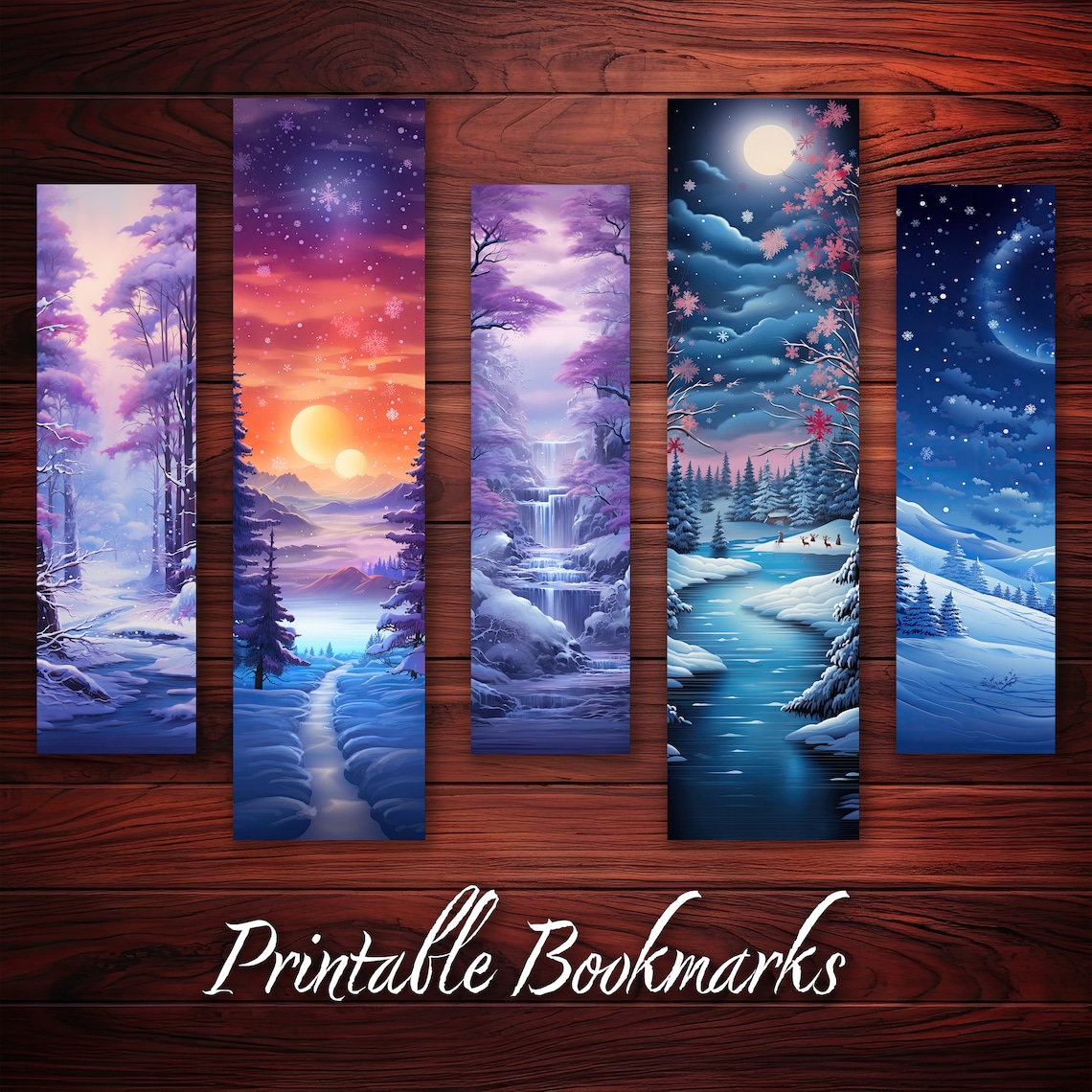 Winter Bookmark Printable Winter Bookmark for Book Lover Printable ...