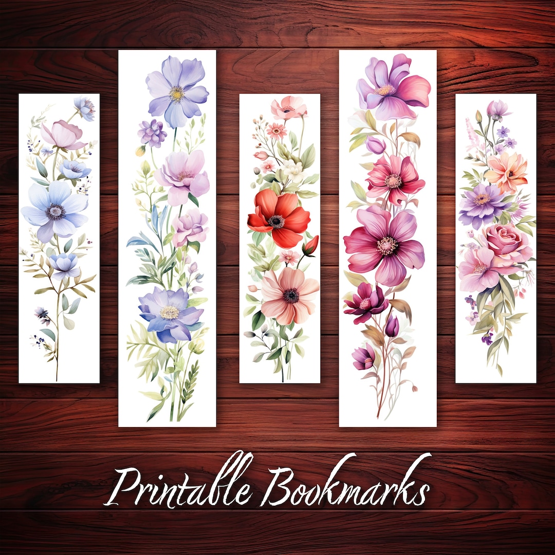 10 X Bookmarks Flower Minimalist Bookmark for Booklovers Printable ...