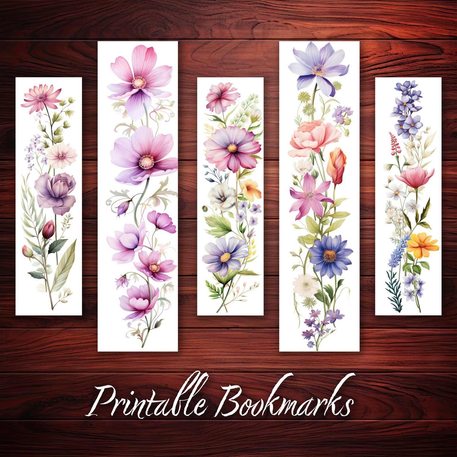 10 X Bookmarks Flower Minimalist Bookmark for Booklovers Printable ...