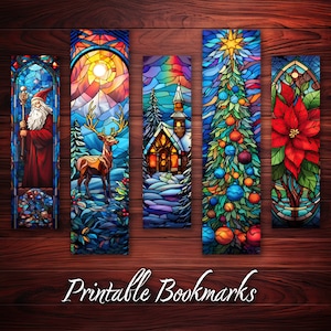 Stained Glass Bookmark Printable Christmas Bookmark for Book Lover ...
