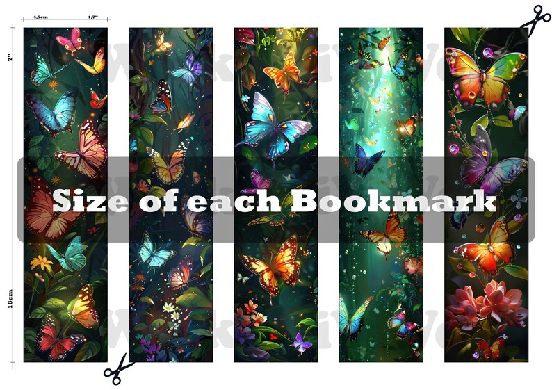 3D Butterfly Bookmark Printable Set of 10 for Book Lover Gift Instant ...