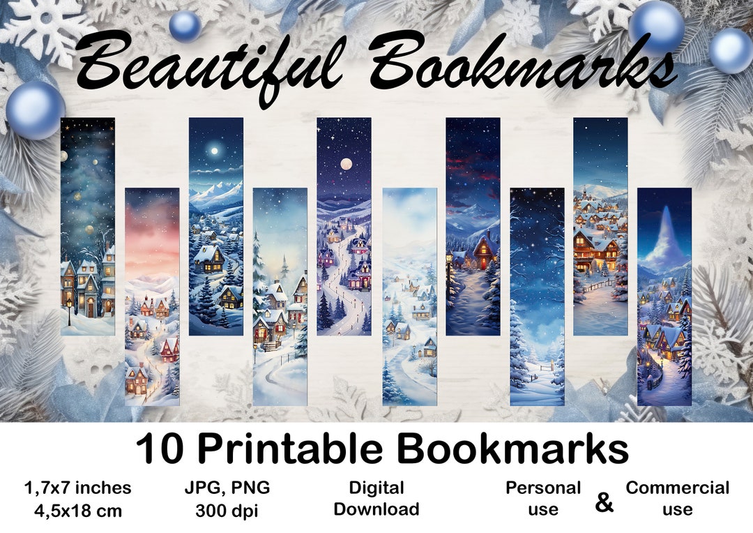 Marcador imprimible de invierno para amante de los libros Marcador ...