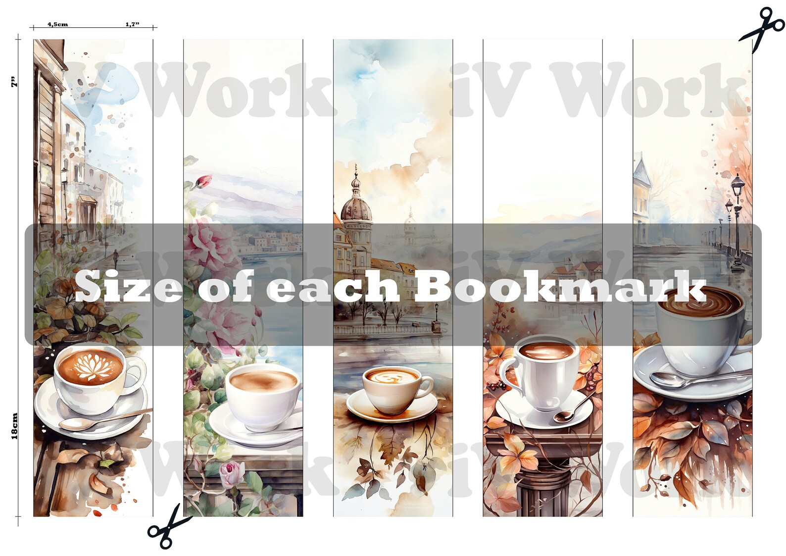 Coffee Bookmark Set of 10 Printable Watercolor Designs for Book Lovers ...