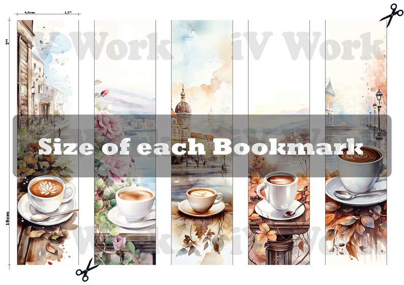 Coffee Bookmark Set of 10 Printable Watercolor Designs for Book Lovers ...