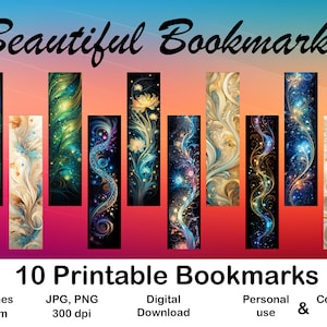 Bookmark Set of 10 Printable Bookmark Beautiful Abstract Bookmark ...