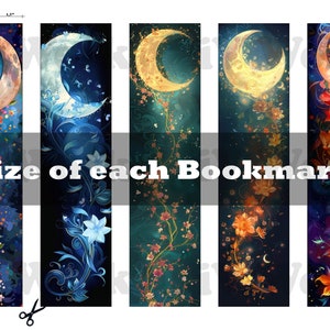 Flower Moon Bookmark Printable Set of 10 for Book Lover or Reader DIY ...