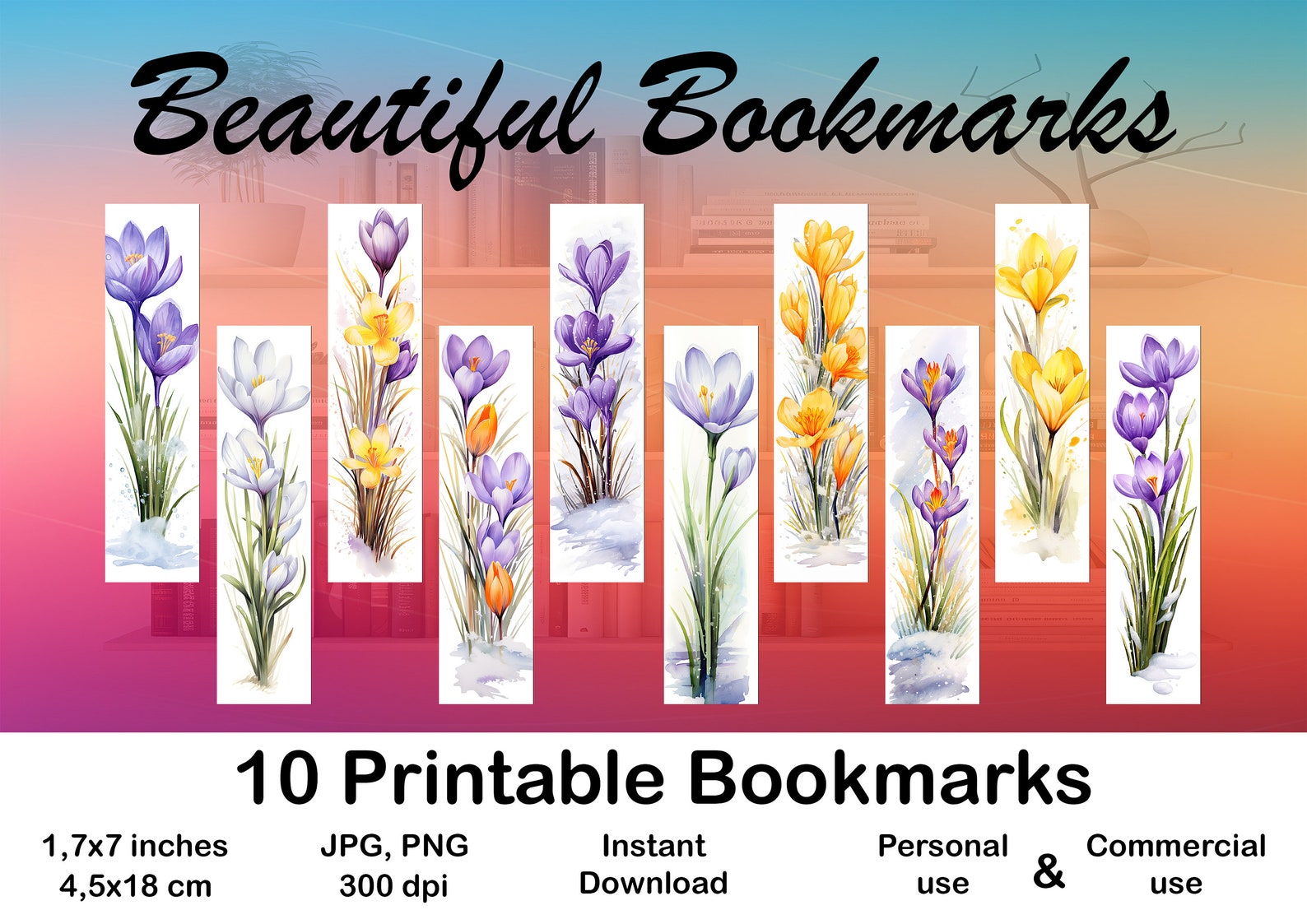 Spring Flower Bookmark Digital Spring Bookmark for Book Lovers ...