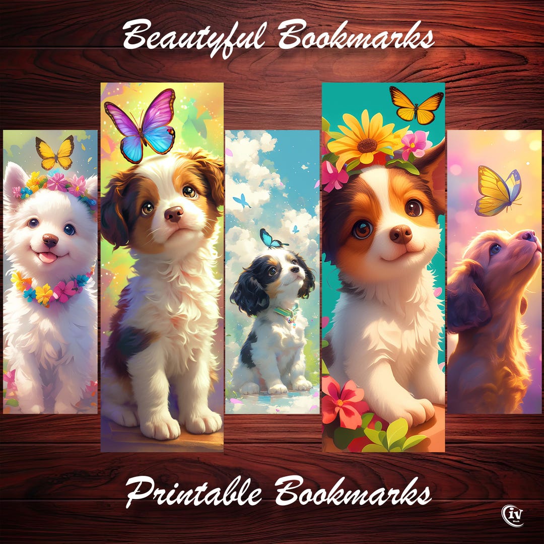 Dog Lover Bookmark Printable Set of 10 With Cute Baby Puppy and ...